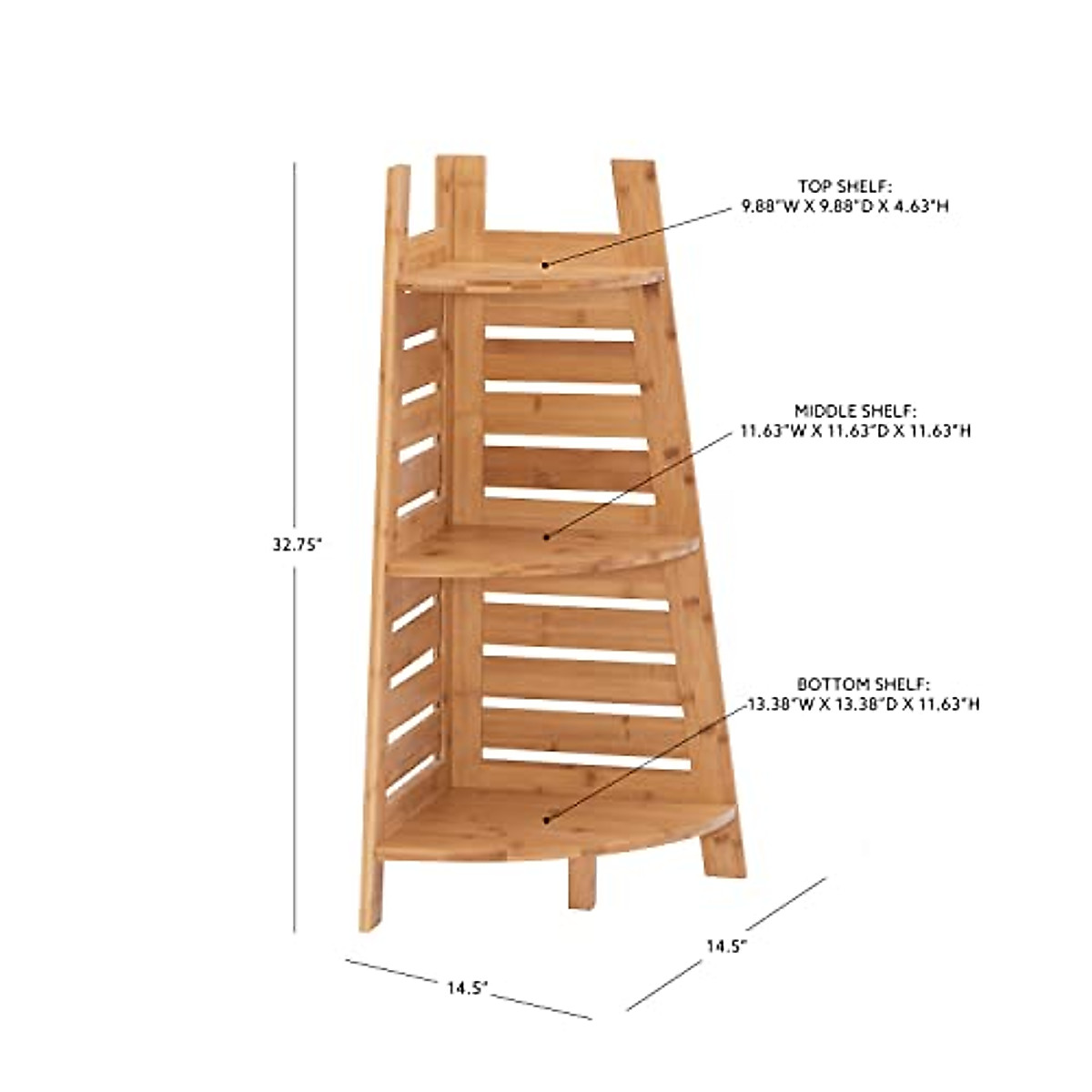 Linon Amzn0326 Finn Bamboo Bathroom Corner Shelf, Brown