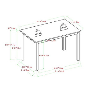 Walker Edison 4 Person Modern Farmhouse Wood Small Dining Table Dining Room Kitchen Table Set Dining 4 X Chairs Set, 48 Inch, White and Grey