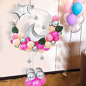 Elecrainbow 67 Inches Height Round Circle Balloon Arch Frame Stand Kit for Party Decorations, Balloon Column Base, Pole, Balloon Clip Rings, Balloon Tie Tool, Strip & 5 Packs of Accessories Included