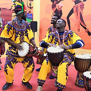 Djembe Drum, AKLOT African Drum Hand-Carved 9.5'' x 20'' Mahogany Goatskin Drumhead for Adults Beginners (Red)