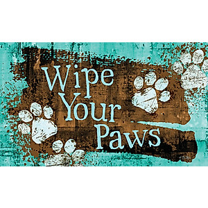 Toland Home Garden 800455 Turquoise Paws Funny Door Mat 18x30 Inch Dog Outdoor Doormat for Entryway Indoor Entrance