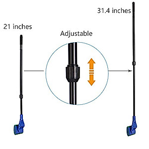 JZMYXA Aquarium Cleaning Tools Kit 5 in 1 Function for Long Deep Fish Tank, Adjustable Length Rod, Including Algae Scrape, Cleaning Sponge, 3.9" Small Fishnet, Gravel Rake, Plant Fork
