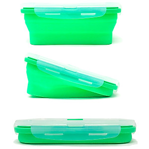 2 Set of 4 Collapsible Silicone Food Storage Container, Leftover Meal box For Kitchen, Bento Lunch Boxes, BPA Free, Microwave, Dishwasher and Freezer Safe. Foldable Design Saves Your Space.