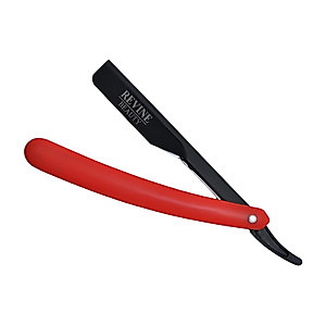 Barber Straight Razor - Professional Cut throat Premium Quality Plastic Handle Shaving Razor, 10 Double Edge Blades Kit (Red Black)