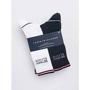 Tommy Hilfiger Men's Athletic Socks - Cushioned Crew Socks (5 Pack), Size 7-12, White Assorted
