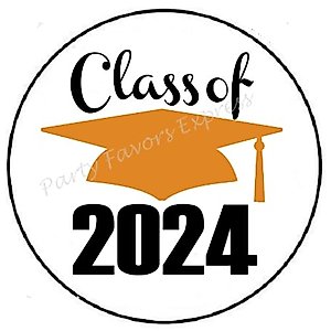 48 Class of 2022 Orange Graduation Envelope Seals Labels Stickers 1.2" Round