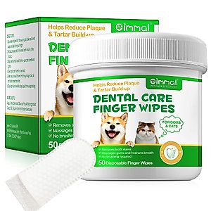 Dog Teeth Cleaning 50PCS, Pets Teeth Cleaning Wipes for Dogs & Cats, Dog Toothbrush Kit, Dog Dental Care Finger Wipes, Remove Bad Breath, Plaque & Tartar, Cleaning & Gum Care Pet Wipes
