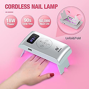 Niceble Nail Drill with 35,000 RPM&LED Nail Lamp, Nail Drills for Acrylic Nail Professional with 11 Nail Drill Bits, Rechargeable Portable Electric Nail File for Home Salon Manicure Pedicure