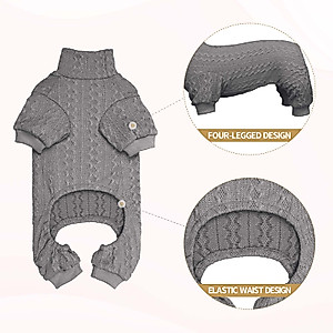 Dog Sweater Turtleneck Knitted Dog Clothes Solid Color Puppy Sweater Warm Cat Sweater Dog Sweaters for Small Dogs (Grey & XS)