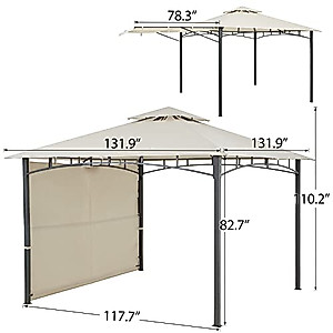 AVAWING 10x10 FT Gazebos for Patios, Large 2-Tier Outdoor Garden Canopy Tent with Ventilation and Adjustable Half Awnings for Party, Backyard