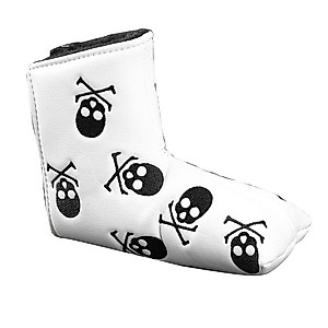 Seacloud Golf Head Cover Blade Putter Cover Skull Pattern Wtih V- Headcover White