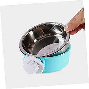 Balacoo Puppy Crate Bowls Cages Anti Multi-Function Removable Cage Bowl Slip Adorable Non- Household Bird Anti-Overturn No Container - Water Stainless for Blue Cat Coop Portable Pet Food