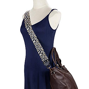 Adjustable Replacement Crossbody Strap Purse Guitar Style Jacquard Woven Embroidered Handbag Straps (Leopard)