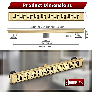 Sharp-tec Shower Drain, 32 inch Linear Shower Drain, Brushed 304 Stainless Steel Rectangular Shower Floor Drain with Adjustable Leveling Feet, Hair Strainer, cUPC Certified, ST-092-32G