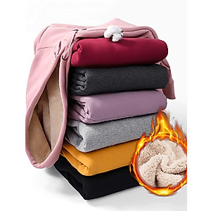 Haellun Womens Casual Winter Warm Fleece Sherpa Lined Pullover Hooded Sweatshirt (Pink, Medium)