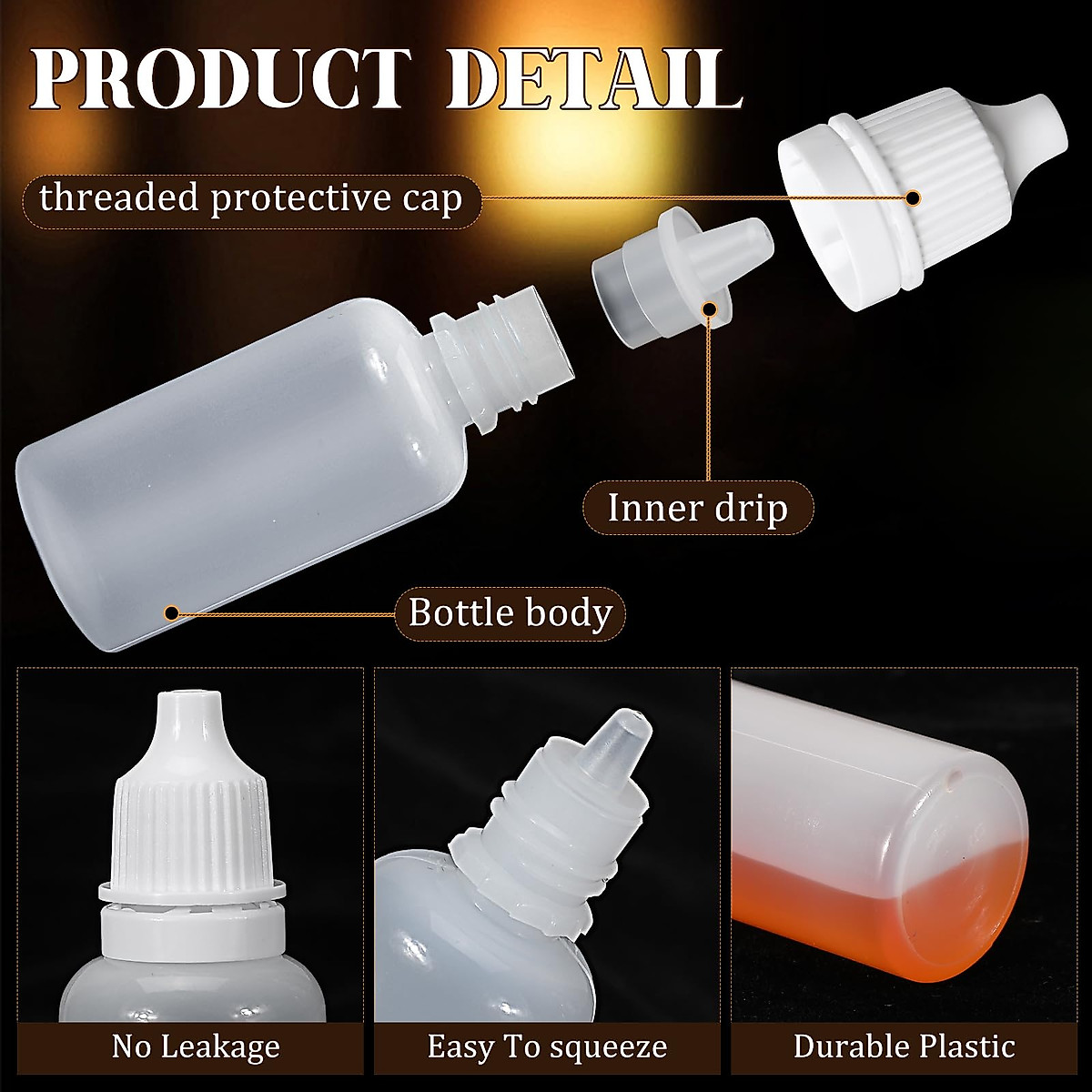 Umigy 200 Pcs Dropper Bottles Empty Eye Dropper Bottle Small Liquid Plastic Container Portable Squeezable Eye Liquid Dropper with Caps and Plug for Oil, Eye Liquid Storage (20 ml)