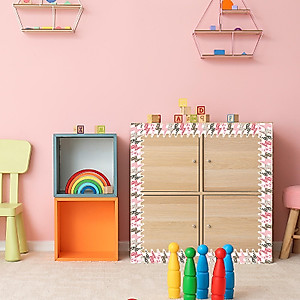 Whaline 32.8Ft Preppy Bulletin Board Border Leopard Cow Print Pink Lightning Die Cut Trim Border Roll for Classroom Chalkboard School