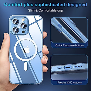 SUCGLES for iPhone 13 Pro Case with MagSafe [Ultra Strong Magnetic] [12FT Military Drop Protection] [Shockproof Bumper] Slim Thin Mag Safe Phone Cover 6.1" for Apple 13pro (Clear/Magnet)