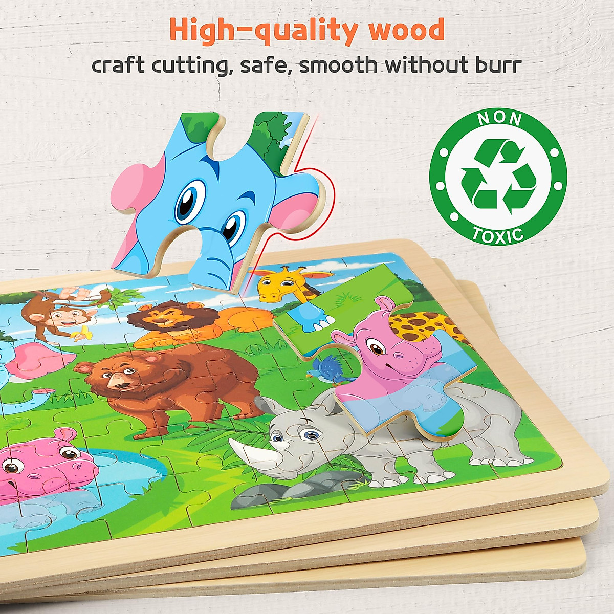 SYNARRY Wooden Puzzles for Kids Ages 4-6, 6 Packs 60 PCs Jigsaw Puzzles Preschool Educational Toys Gifts for Children Ages 4-8, Kids Puzzle for 4+ Year Olds Boys Girls