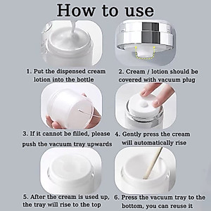 Airless Pump Jar Sets - 1oz 30ml Empty airless Pump Bottles with Cream Spatula - Cream Jar Vacuum Bottle Dispenser for Lotions and Creams - Travel Cosmetic Vacuum Containers Pack of 3