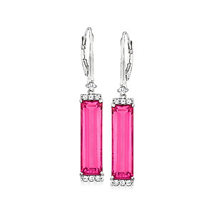 Ross-Simons 12.29 ct. t.w. Pink and White Topaz Drop Earrings in Sterling Silver