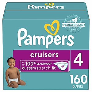 Diapers Size 4, 160 Count - Pampers Cruisers Disposable Baby Diapers, (Packaging May Vary)