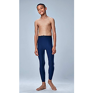DEVOPS 2 Pack Youth & Boys Thermal Compression Baselayer Sport Tights Fleece Lined Pants (Medium, (Non-Fly) Black/Navy)