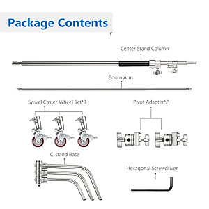 NEEWER Pro 100% Metal C Stand Light Stand with Wheels, Max. Height 10.8ft/330cm Adjustable Reflector Stand with 4ft/120cm Boom Arm & 3 Pulleys for Photo Studio Video Reflector, Monolight, etc