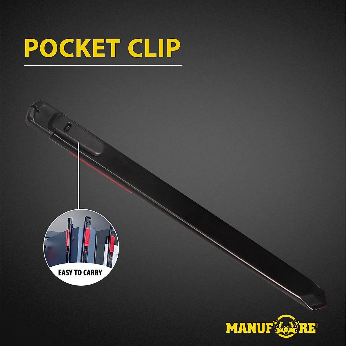 MANUFORE 30pcs 9mm Snap-off Knives with Safety Auto-lock, Metal Handle, Black Blade, Lightweight Portable Retractable Cutter for office, school, daily works