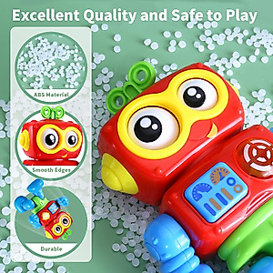 Yerloa Toddler Robot Toys for 1 Year Old Boy Christmas Stocking Stuffers, One Year Old Boy Birthday Gift, Baby Boy Toys 12-18 Months Music Light Up 12M Travel Interactive Learning Kids Toys 2 Year Old