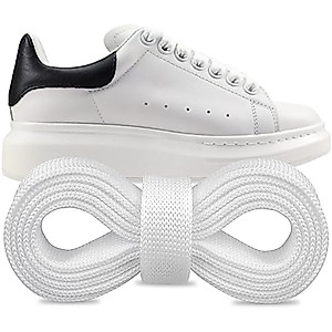 Endoto Shoelaces Replacement Flat Laces for Alexander McQueen Oversized Sneaker Shoes(Color:White,Size:50Inch)