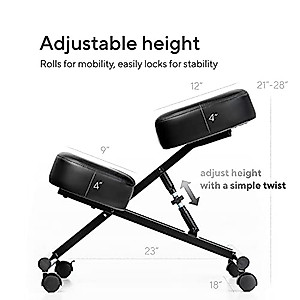Luxton Home Ergonomic Kneeling Chair with Memory Foam Layer - Improves Posture - Adjustable Stool for Home and Office - Thick Comfortable Cushions