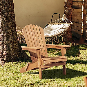Mederra Wooden Folding Adirondack Chair, Half Pre-Assembled Outdoor Wood Patio Lounge Chair for Lawn Backyard Deck Pool Beach Firepit