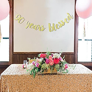 90 Years Blessed Banner - 90th Birthday Banner,90th Birthday Banner Party Decorations,90th Anniversary Banner,90 Birthday Banner Sign