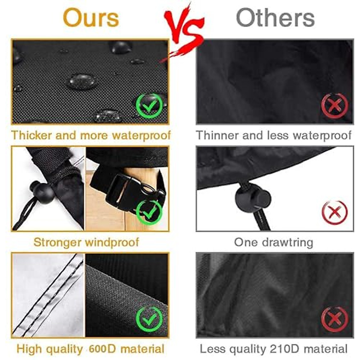 Ziewee Patio Furniture Covers 120" L x 96" W x 34" H Waterproof Outdoor Table Cover 600D Rectangular Sofa Cover Weatherproof Furniture Covering for Deck Lawn and Backyard 300x240x85cm