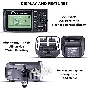 Flashpoint XPLOR 600 R2 Battery Powered Photo Studio Strobe Portable Monolight,Bowens Mount,600Ws 2.4GHz w/8700mAh Li-ion Battery,1/8000HSS 450 Full Power Flashes for Outdoor Strobe Light Photography