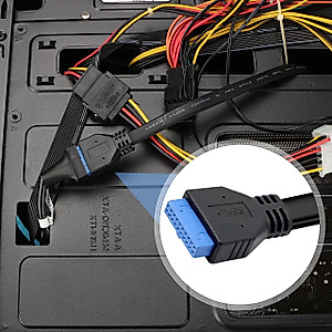 XMSJSIY USB 3.0 Front Panel Cable, Motherboard 19/20pin Cable to USB Female Splitter Adapter Extension Connector -50cm/19.6inch