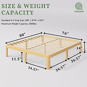 Viisari King Bed Frame Bamboo with Steel Slats Bamboo Bed Frame Solid Bamboo Foundation No Box Spring Needed Easy Assembly 14 Inch Platform Bed Frame Ample Under-Bed Storage Noise-Free