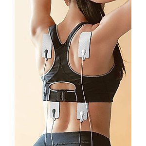 10-Pack TENS Unit Replacement Pads, Rectangular Snap TENS Electrode Pads with self-Adhesion for 50 Times, AVCOO Latex-Free 1.8"X3.8" TENS Pads Compatible with TENS EMS Devices Use 3.5mm Button Leads