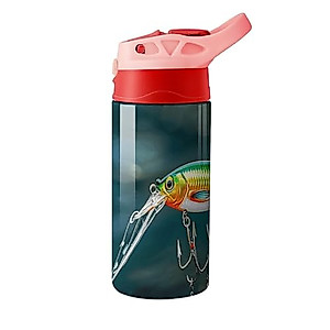 Stainless Steel Water Bottles Fishing Lure Style Travel Water Cups with Handle And Silicone Straw Drinking Cup with Leak Proof Lid Thermo Travel Mug for Women Men