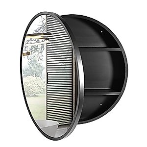 Movo Medicine Cabinet Round 24 Inch x 24 Inch Bathroom Cabinet Mirror, Circular Storage Cabinet Surface Mounted