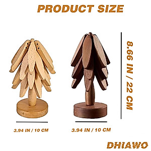 Dhiawo Wooden Tree Coaster, 2024 New Tree Coaster, Wooden Tree Coaster, Tree Shape Trivets Set, Wooden Trivets for Hot Dishes,Tree Shape Trivet Set Coaster for Teapot Hot Pots (A)