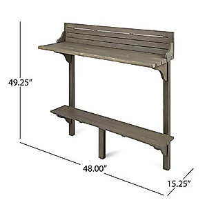 Christopher Knight Home Caribbean Outdoor Acacia Wood Balcony Bar Set, 3-Pcs Set, Grey Finish