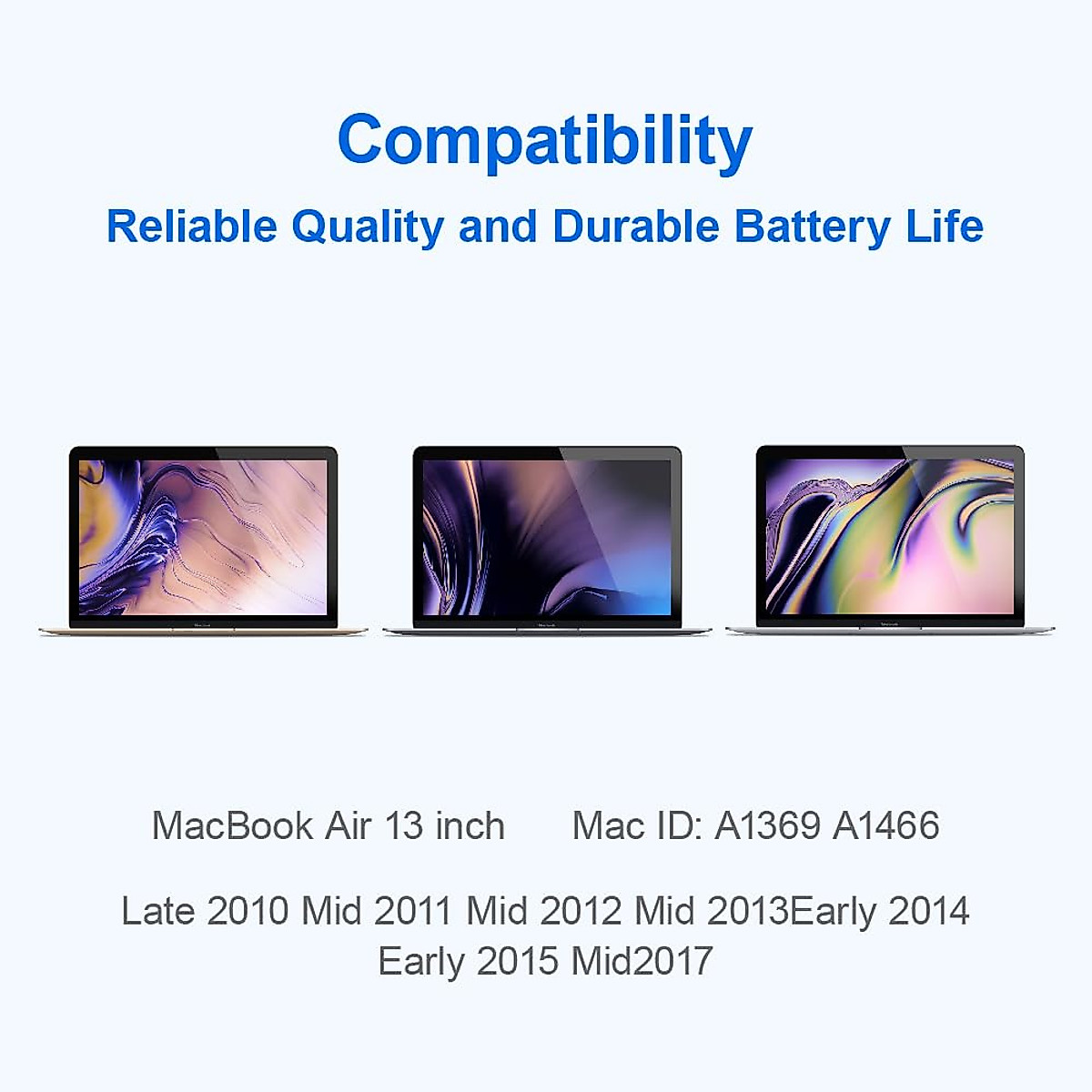 Bee Elf a1466 battery(7200mAh) for MacBook Air a1466 battery replacement (Mid 2012-2017),A1369 battery replacement (Late 2010-Mid 2011),High Capacity A1496/A1405/1377 battery