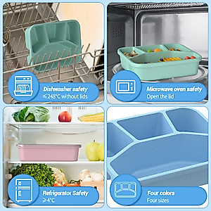 Bento Lunch Box for Kids (4 Pack), 4-Compartment Meal Prep Container with Transparent Cover, Freezer and Dishwasher Safe Food Storage Containers, Reusable Bento Adult Lunch Box for Work School Travel