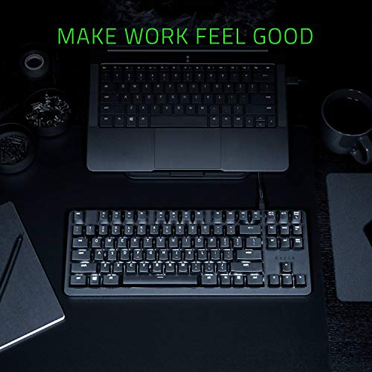 Razer BlackWidow Lite TKL Tenkeyless Mechanical Keyboard : Orange Key Switches - Tactile & Silent - White Individual Key Lighting - Compact Design - Detachable Cable - Classic Black