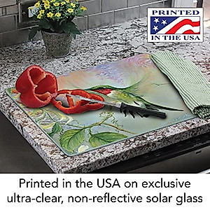 Ruby Hummingbird Natures Gift of Feathers Tempered Glass Large Cutting Board by Highland Graphics