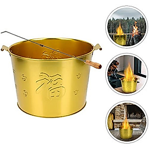 LIFKOME 55 Gallon Burn Drum Stainless Steel Burn Incinerator Cage Pit Chinese Fortune Treasure Basin Ash Bucket Money Burning Incinerator Bin for Garden Leaf Trash Yard Trash Cans Outdoor