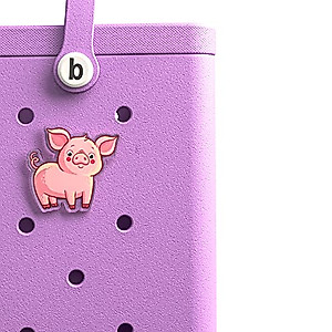 BOGGBeans Pig Charm for Bogg Bag, Simply Southern Totes, and Similar Styles. Acrylic 3" Animal Charm Accessories for Beach Totes