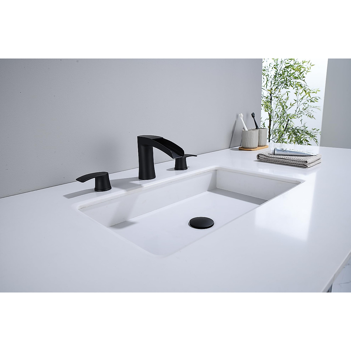 Universal Bathroom Sink Drain Stopper - 1.1~1.5" Pop Up Drain Stopper, Anti-Clogging Bounce Basin Filter with Hair Catcher, Stainless Steel Sink Drain Strainer (Matte Black)